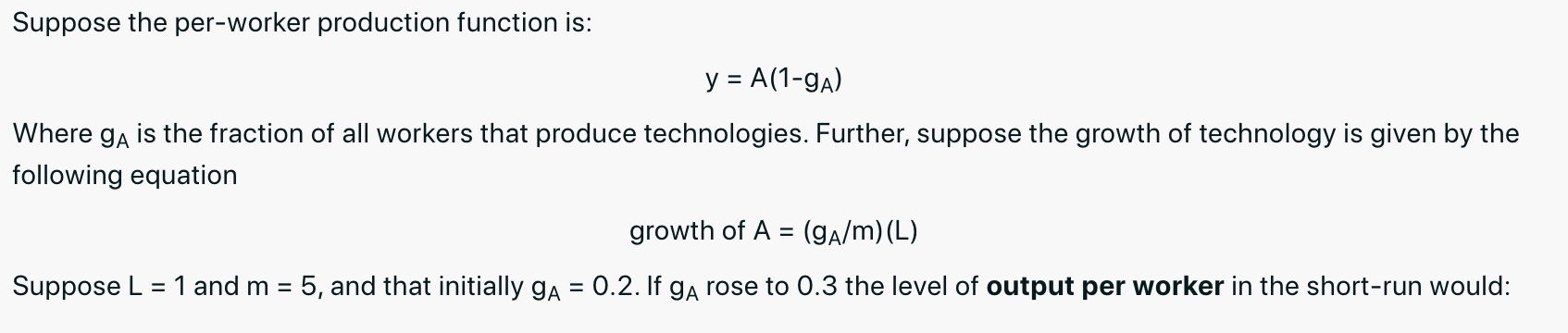 Solved Suppose the per-worker production function is: | Chegg.com