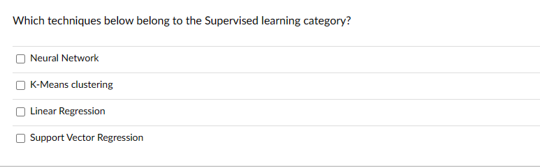 Solved Which techniques below belong to the Supervised | Chegg.com