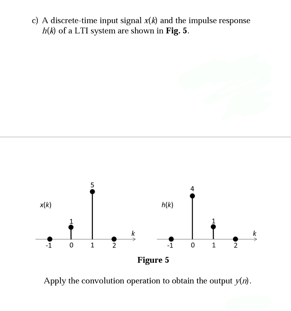 Solved c) A discrete-time input signal x(k) and the impulse | Chegg.com