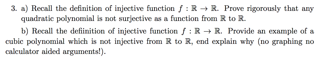 Solved 3. a) Recall the definition of injective function f | Chegg.com