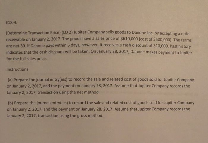 Solved E 18-4. (Determine Transaction Price) (LO 2) Jupiter | Chegg.com