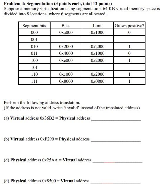 Solved Problem 4: Segmentation (3 points each, total 12 | Chegg.com