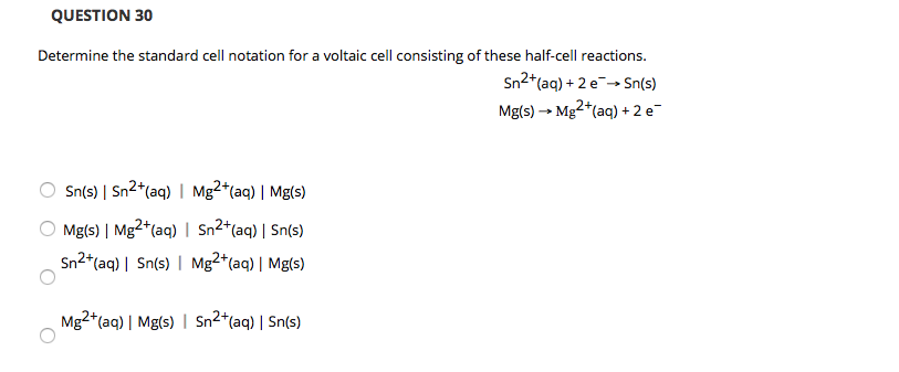 Solved QUESTION 29 Calculate the standard potential for this | Chegg.com
