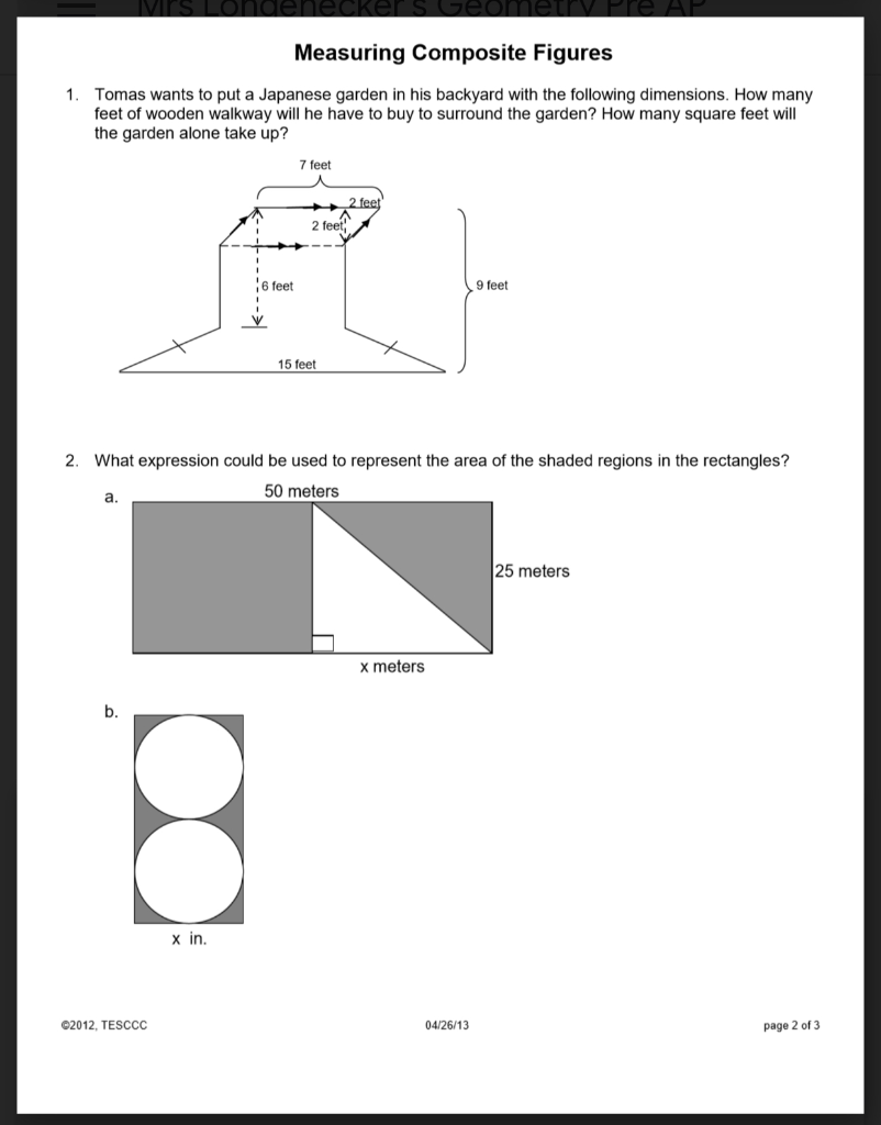 Solved Measuring Composite Figures 1. Tomas wants to put a | Chegg.com