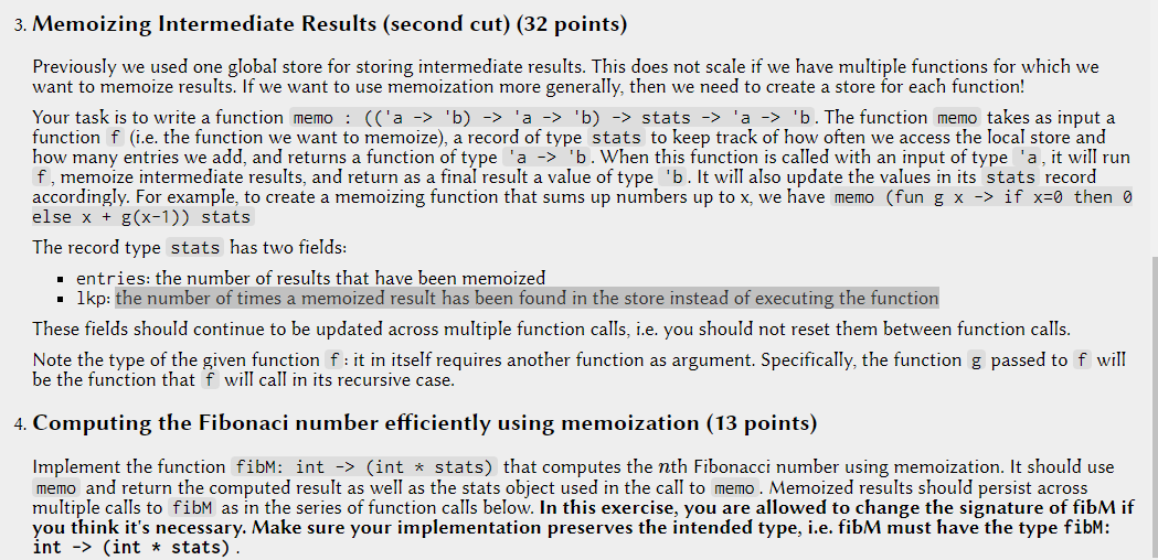 Memoizing Intermediate Results (second cut) (32 | Chegg.com
