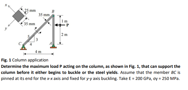 Solved Determine the maximum load P acting on the column, as | Chegg.com