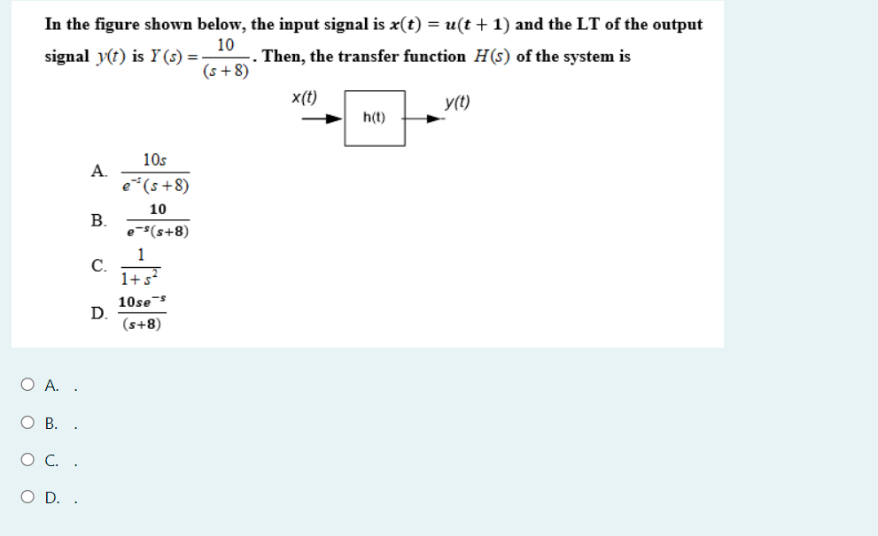Solved In the figure shown below, the input signal is x(t) = | Chegg.com