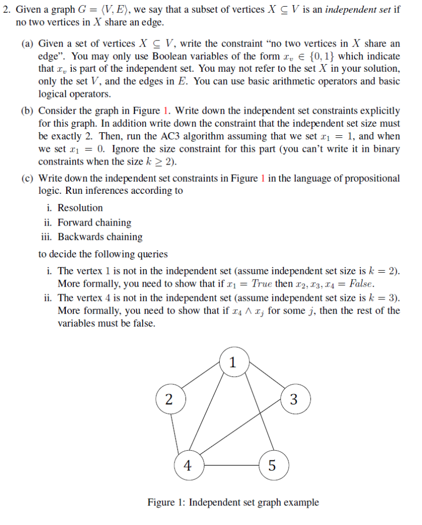2. Given a graph G = 〈V. E), we say that a subset of | Chegg.com