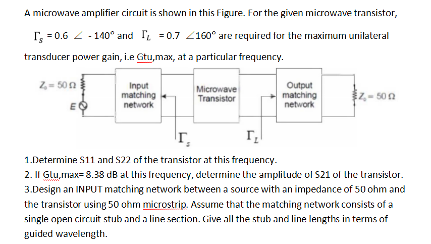 A microwave amplifier circuit is shown in this | Chegg.com