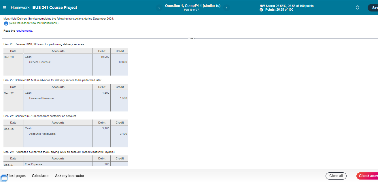 Solved Homework: BUS 241 Course Project Marshfield Delivery | Chegg.com