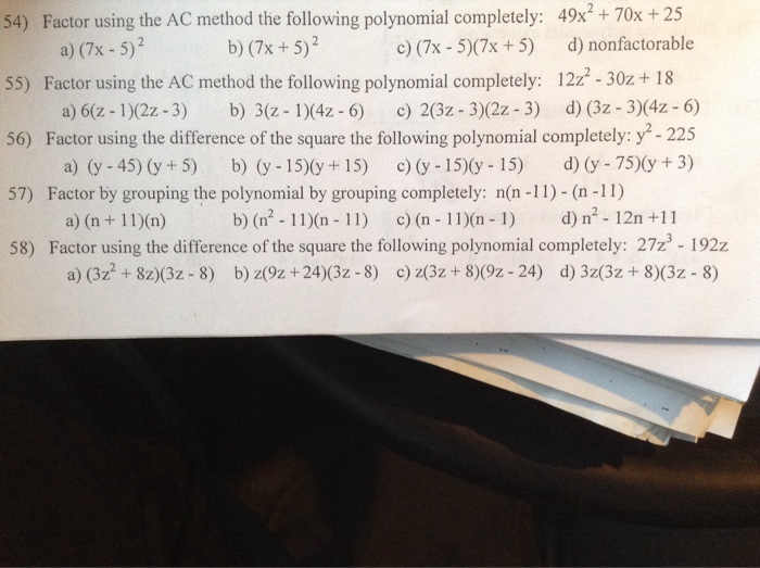 Solved Factor using the AC method the following polynomial | Chegg.com