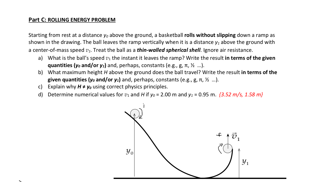 Solved Starting from rest at a distance y0 above the ground, | Chegg.com