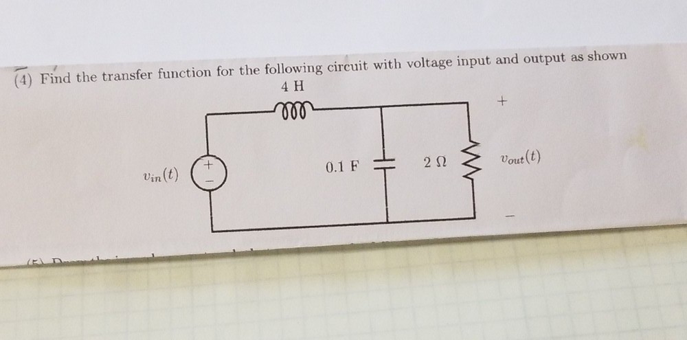 Solved (4) Find the transfer function for the following | Chegg.com