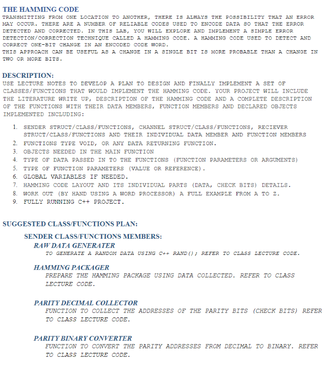 Solved THE HAMMING CODE TRANSMITTING FROM ONE IOCATION TO | Chegg.com