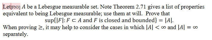 Let[FN3] A be a Lebesgue measurable set. Note Theorem | Chegg.com