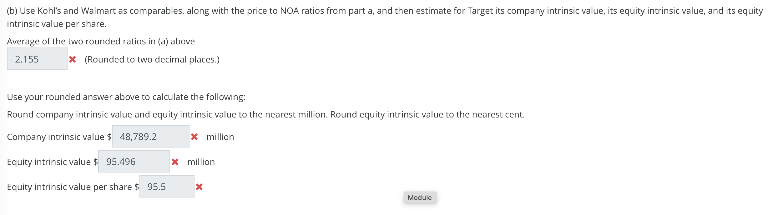 Solved (b) Use Kohl's and Walmart as comparables, along with | Chegg.com