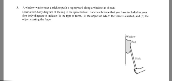 Solved 3. A window washer uses a stick to push a rag upward | Chegg.com