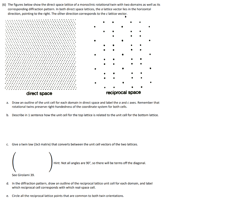 6) The figures below show the direct space lattice of | Chegg.com