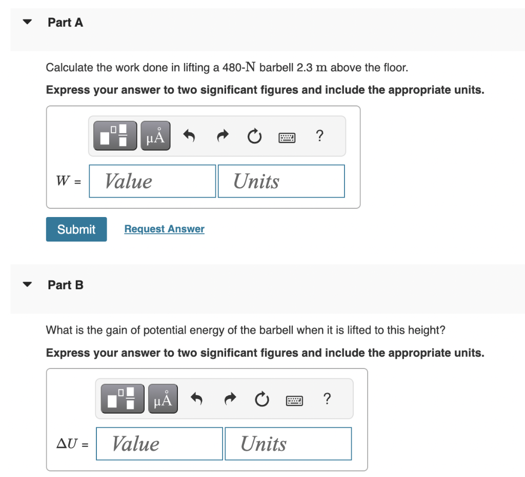 Solved Calculate the work done in lifting a 480−N barbell | Chegg.com
