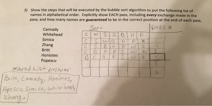 Solved Show the steps that will be executed by the bubble | Chegg.com
