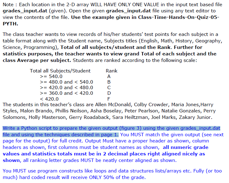 Solved A high school teacher maintains all test scores of | Chegg.com