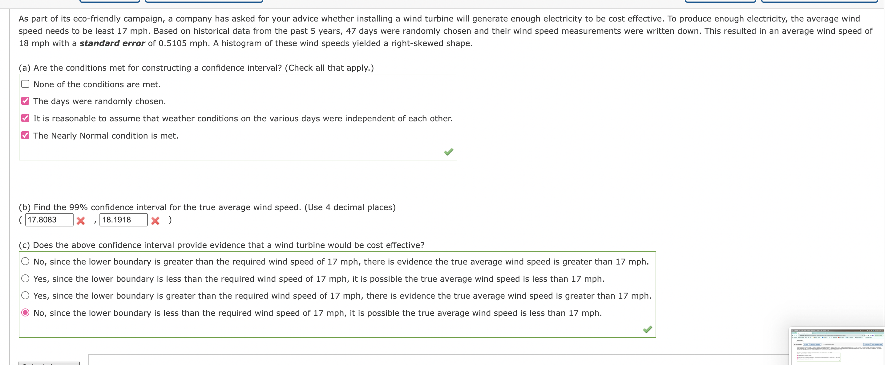Solved 18mph with a standard error of 0.5105mph. A histogram | Chegg.com