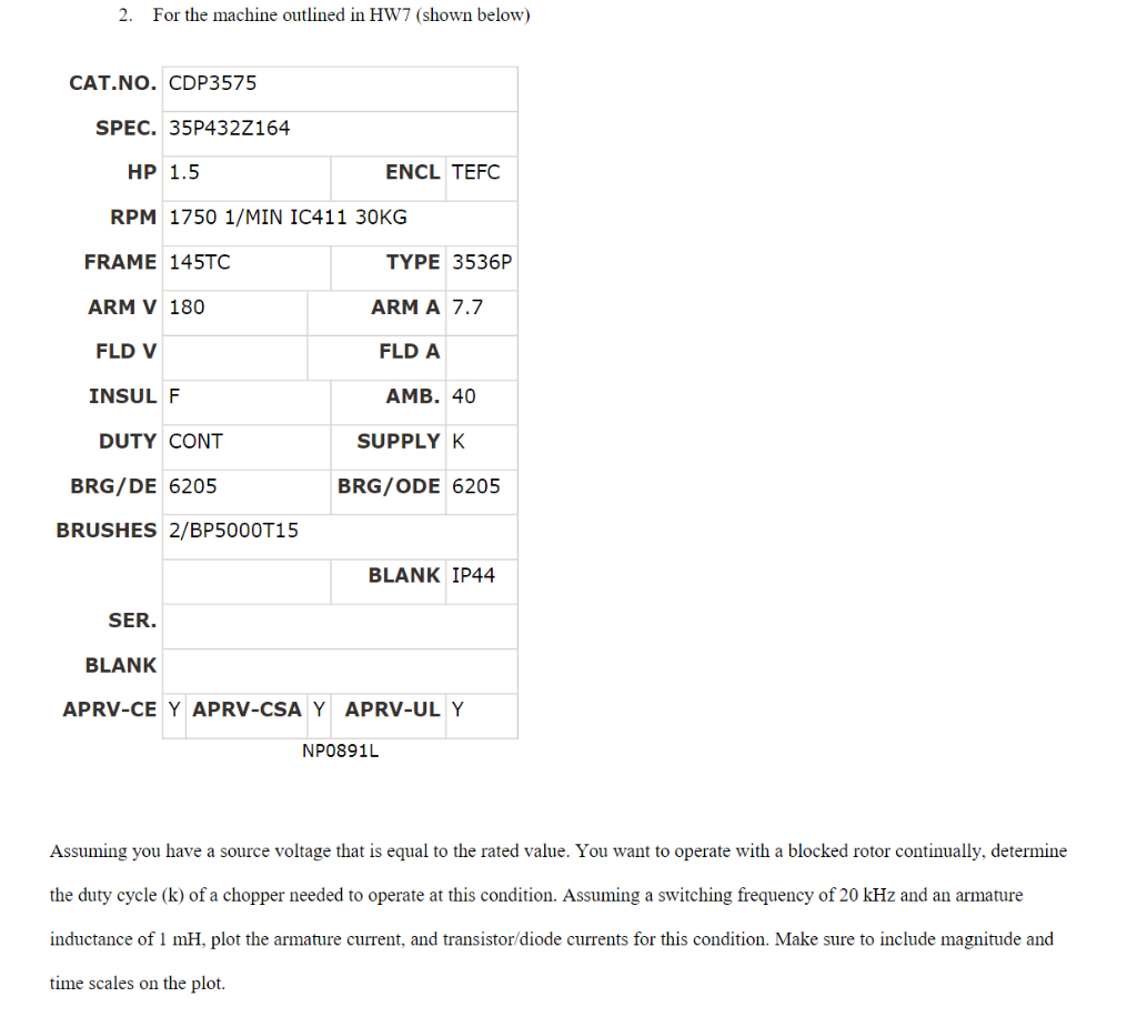 2. For the machine outlined in HW7 (shown below) | Chegg.com