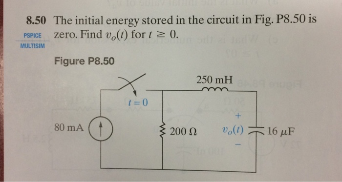 Solved 8.50 The initial energy stored in the circuit in Fig. | Chegg.com