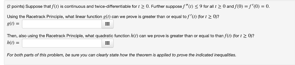 Solved (2 points) Suppose that f(1) is continuous and | Chegg.com