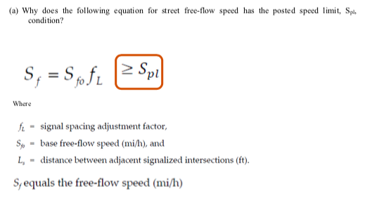 (a) Why does the following equation for street | Chegg.com
