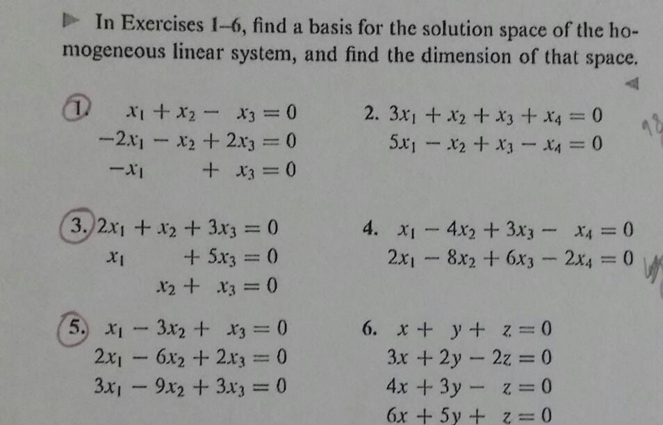 Solved In Exercises 1-6, find a basis for the solution space | Chegg.com