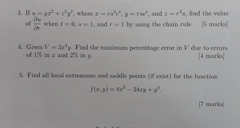 Solved 3. If u: yx2 + ~3y2, where x-rs2e, y-: rset, and-r2s, | Chegg.com
