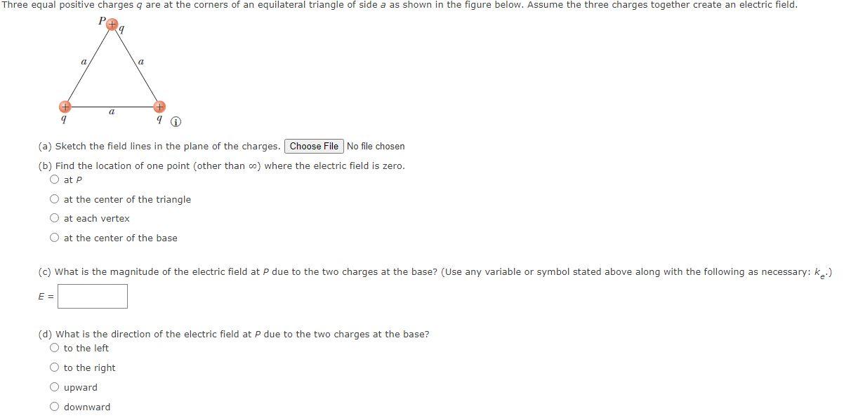 Solved Three equal positive charges q are at the corners of | Chegg.com