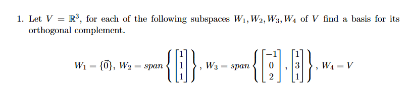 Solved Let V=R3, ﻿for each of ﻿the following subspaces | Chegg.com
