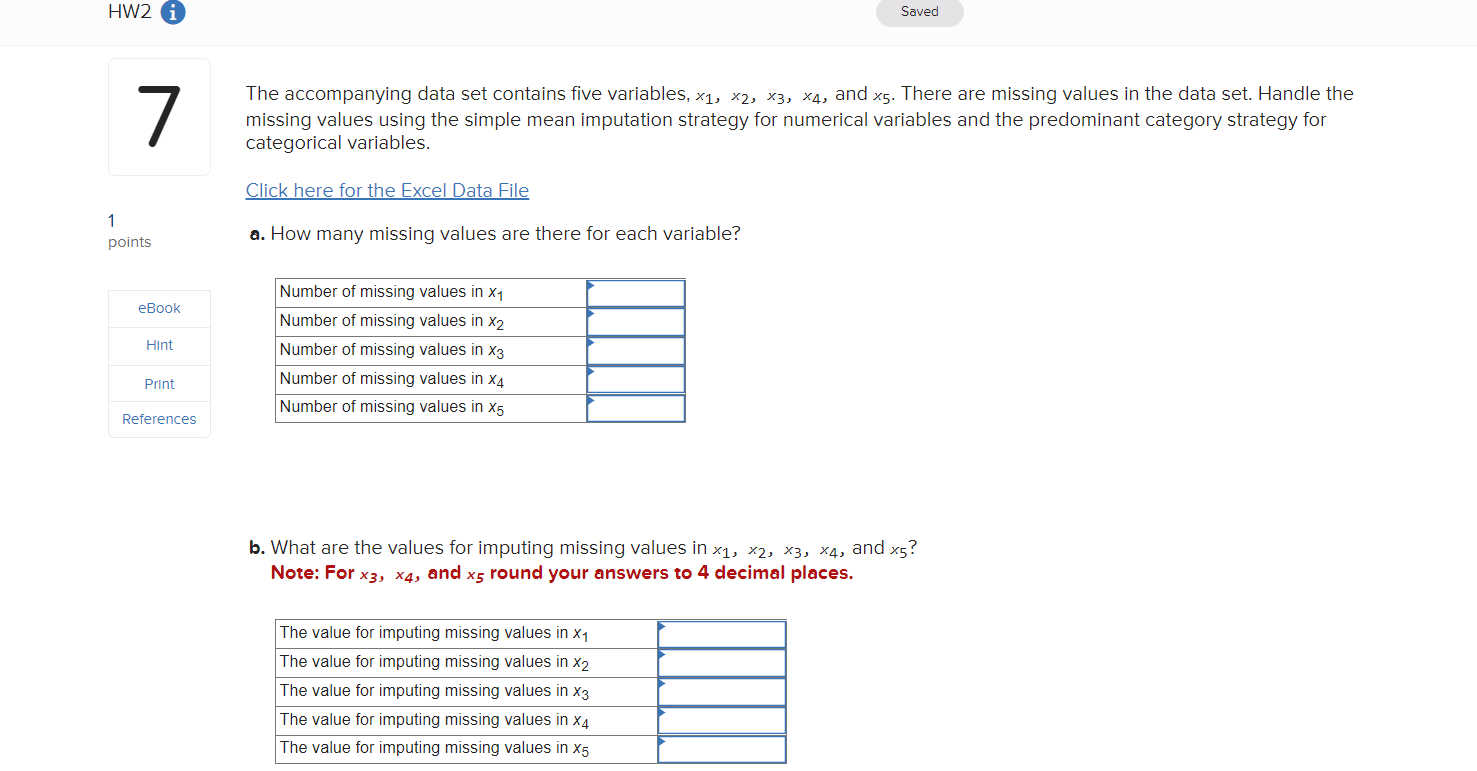 The accompanying data set contains five variables, | Chegg.com
