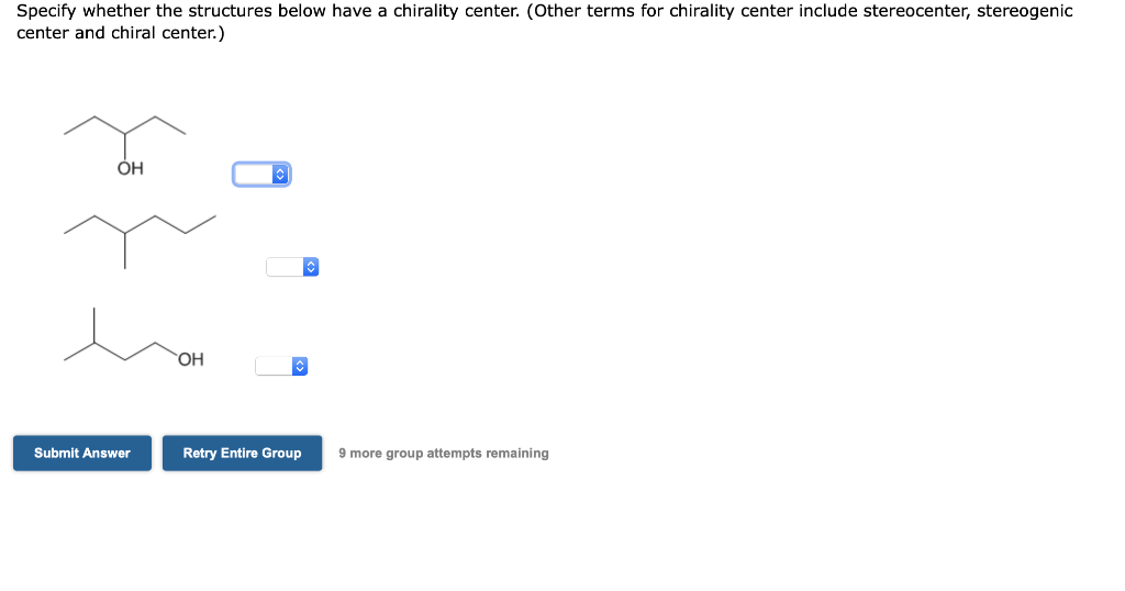 Solved specify whether the structures below have a chirality | Chegg.com