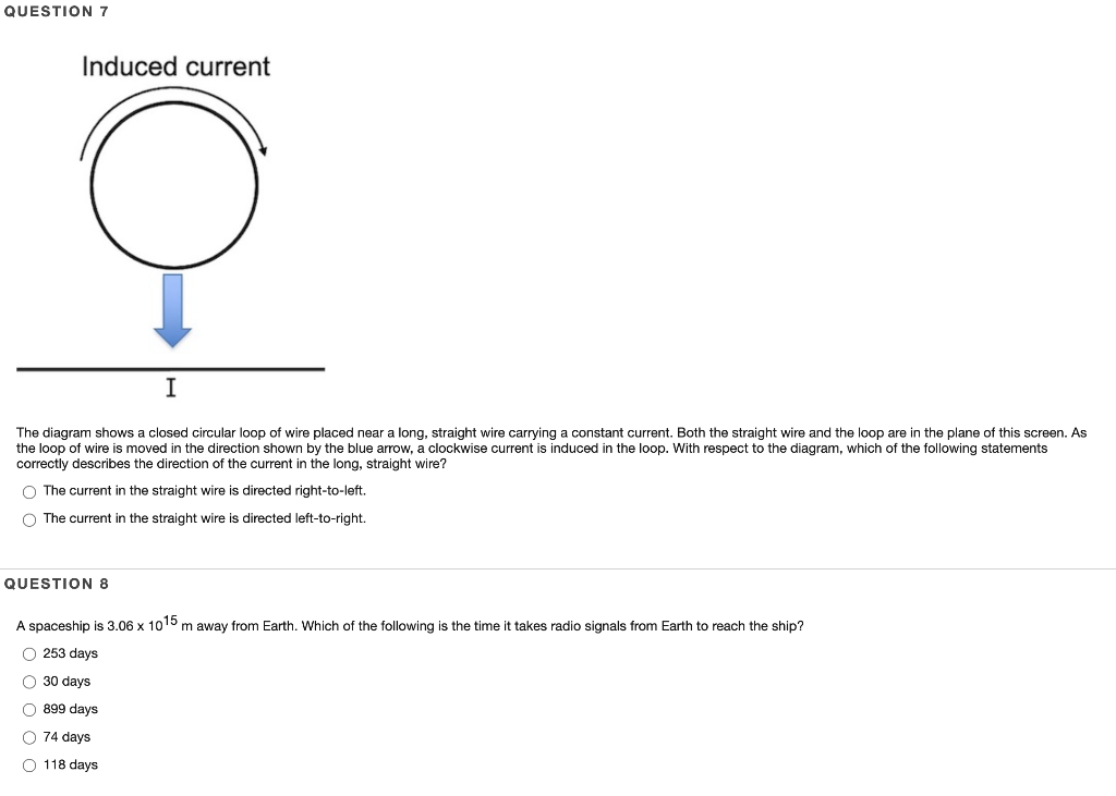 Solved QUESTION 7 Induced current O I The diagram shows a | Chegg.com
