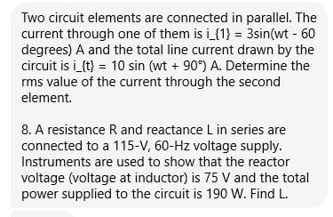 Solved Two circuit elements are connected in parallel. The | Chegg.com