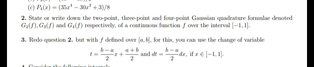 Solved (c) P.(x) = (352" - 30x² + 3)/8 2. State or write | Chegg.com