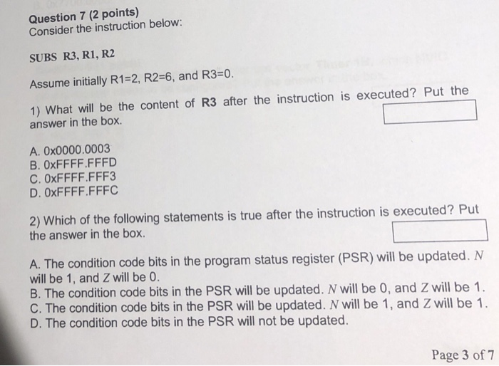 Solved Question 7 (2 points) Consider the instruction below: | Chegg.com