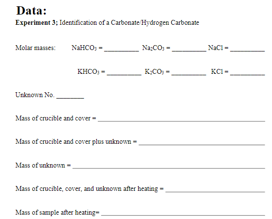 Experiment 3 A student attempted to identify an | Chegg.com