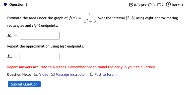Solved Question 8 0/3 pts 3 3 2 Details = 1 22 + 3 Estimate | Chegg.com