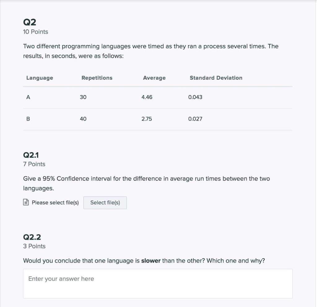 Solved Q2 10 Points Two different programming languages were | Chegg.com