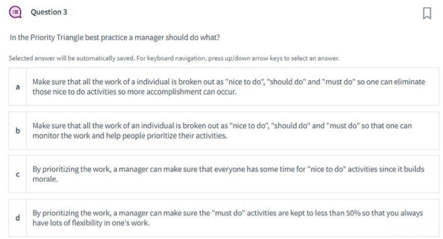 Solved :: Question 3 In the Priority Triangle best practice | Chegg.com