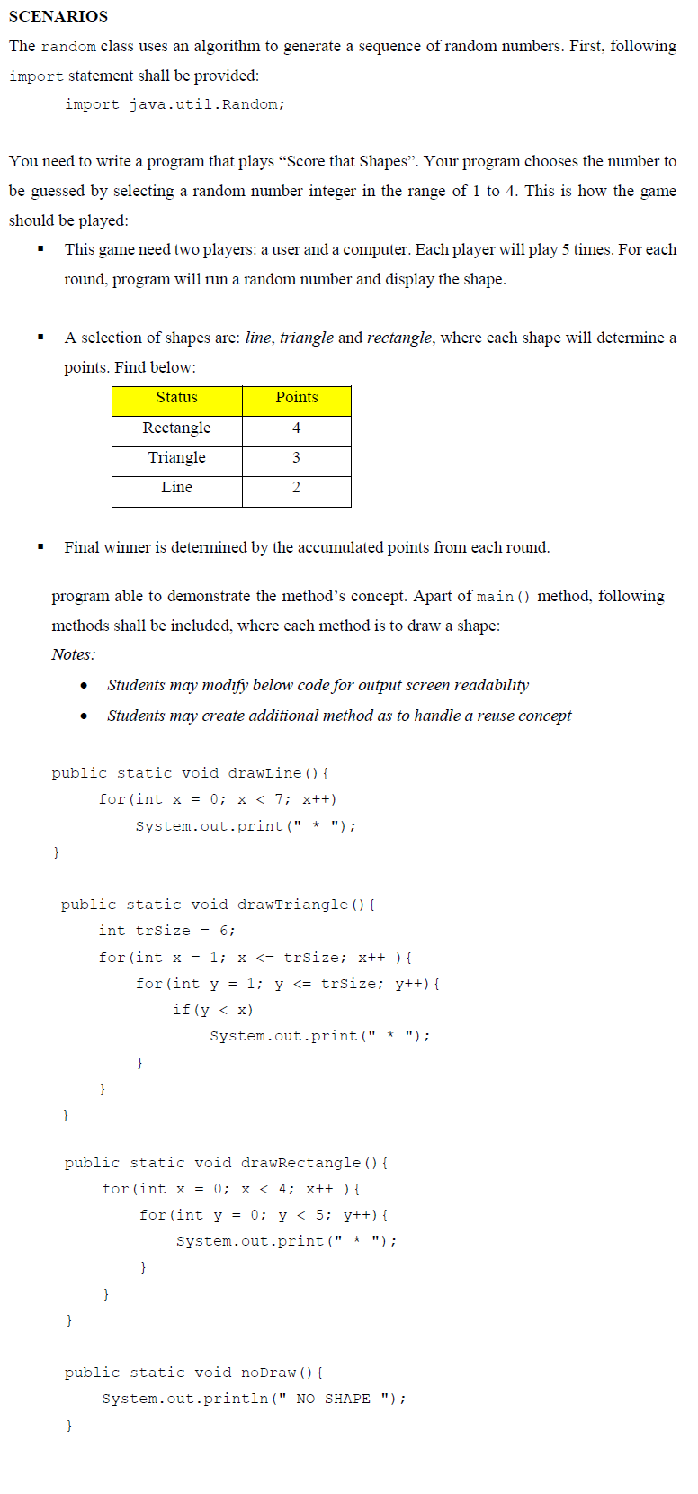 Solved CENARIOS he random class uses an algorithm to | Chegg.com