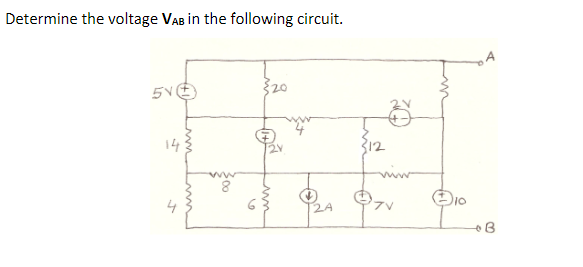 Solved Determine the voltage VAB in the following circuit. | Chegg.com
