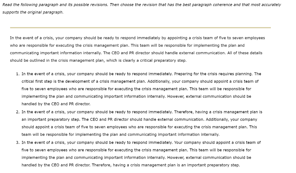 Solved Read the following paragraph and its possible | Chegg.com Solved Read the following paragraph and its possible | Chegg.com
