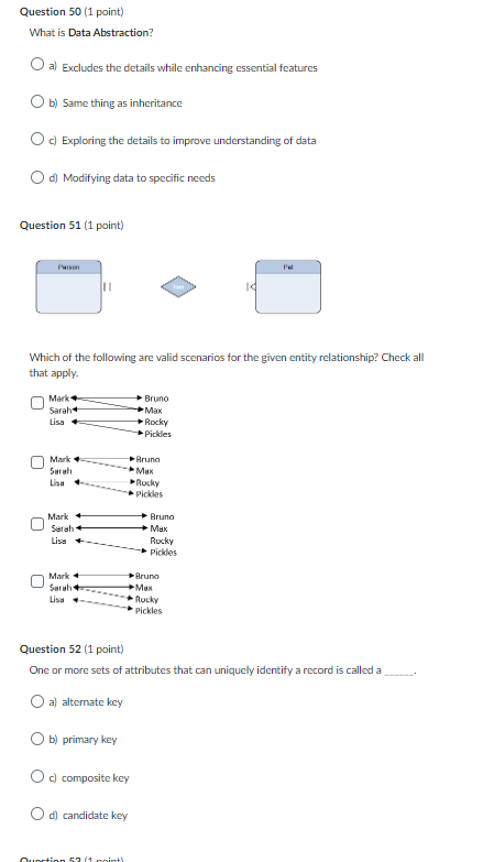 Solved Question 50 (1 point) What is Data Abstraction? a) | Chegg.com