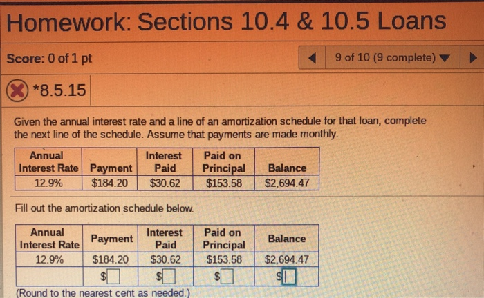 Solved Homework Sections 10 4 And 10 5 Loans 9 Of 10 9