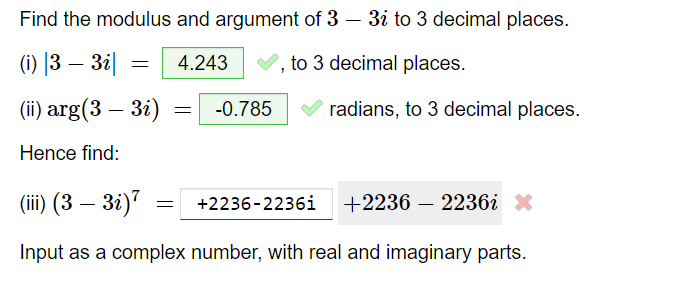 Solved Find the modulus and argument of 3−3i to 3 decimal | Chegg.com